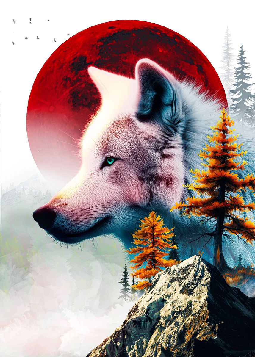 'The Alpha Wolf' Poster, picture, metal print, paint by EKIM | Displate