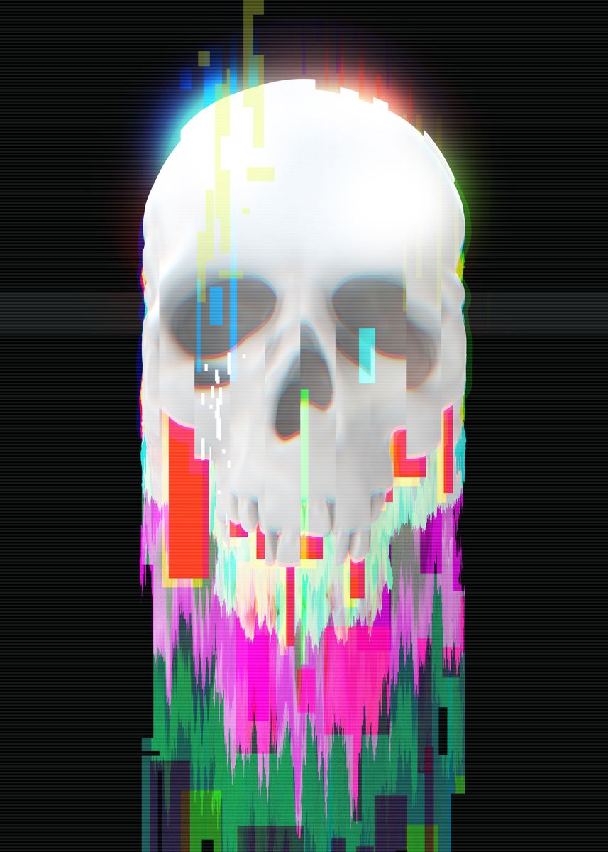 'Glitch skull' Poster, picture, metal print, paint by cgterminal ART ...