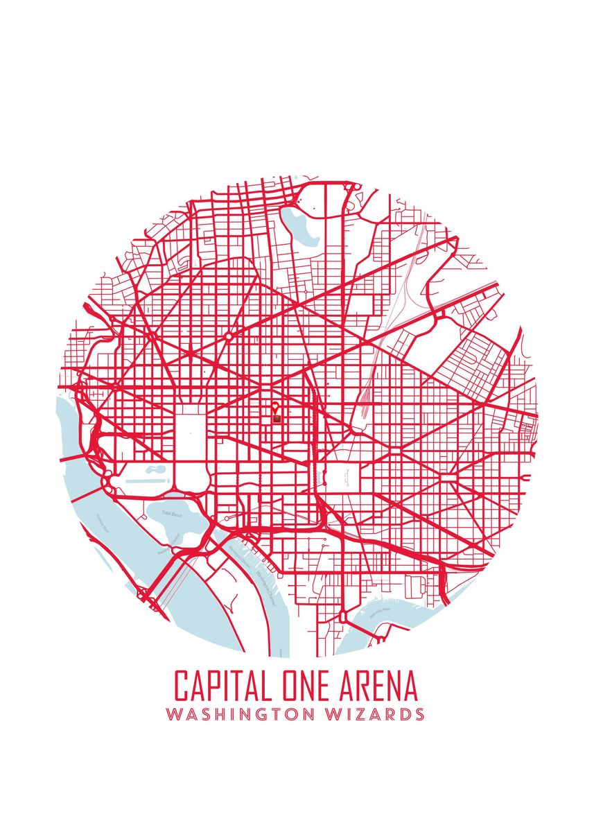 'Capital One Arena MAP' Poster, picture, metal print, paint by KI RU ...