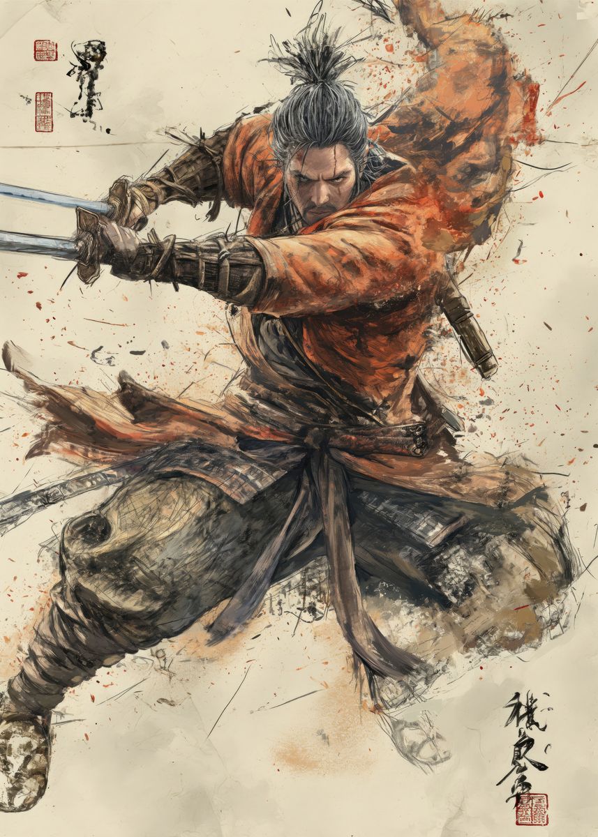 'The Wolf Samurai ' Poster, picture, metal print, paint by Barry Allen ...