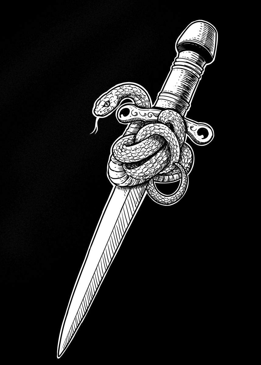 'Minimalist Snake Knife ' Poster, picture, metal print, paint by Youth ...