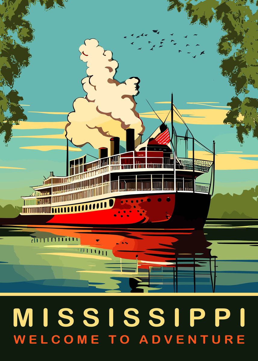 'Steamboat Cruises' Poster, picture, metal print, paint by Long Shot ...
