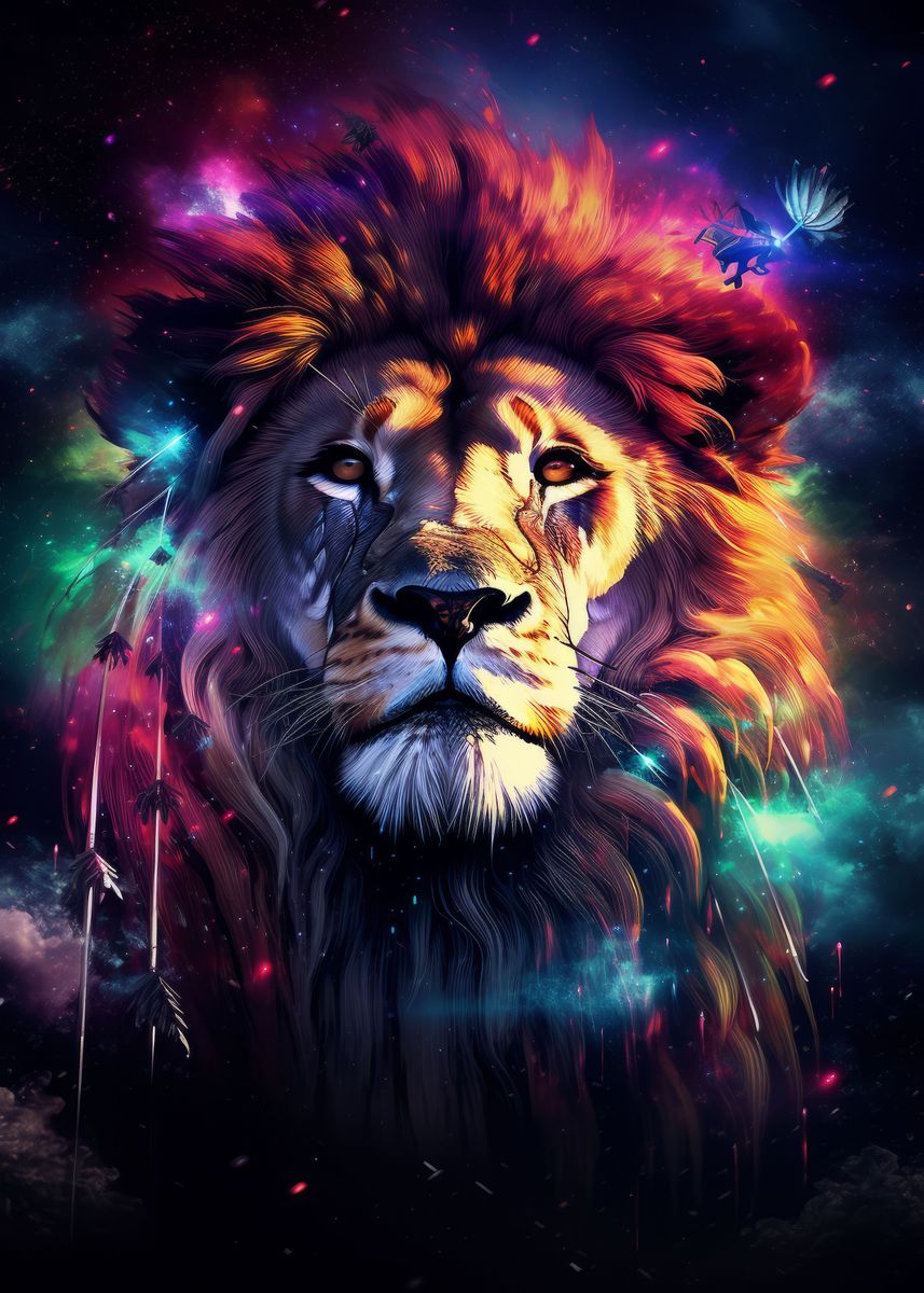 'Lion Color' Poster, picture, metal print, paint by AnHa | Displate