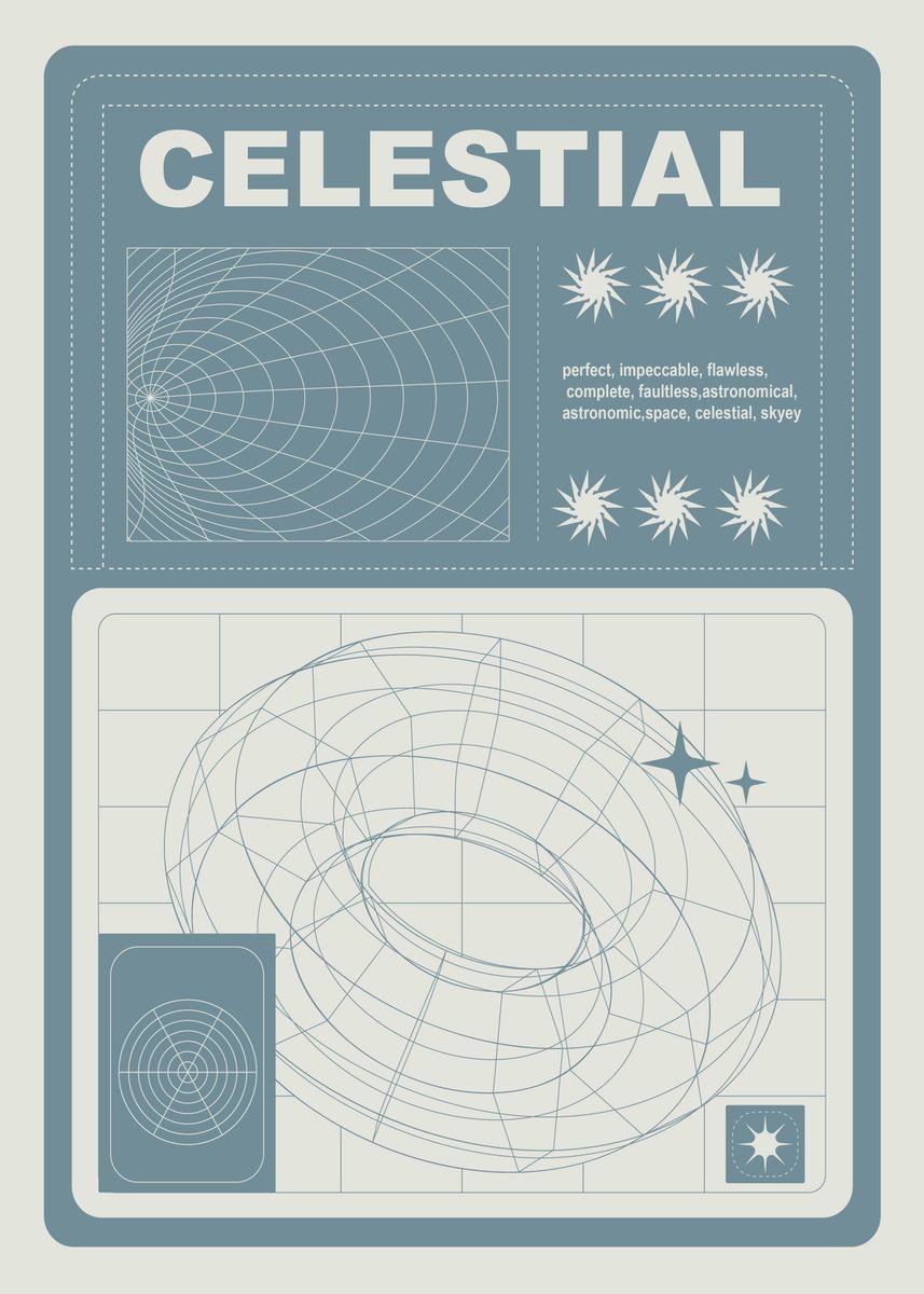 'celestial' Poster, picture, metal print, paint by fay list.art | Displate