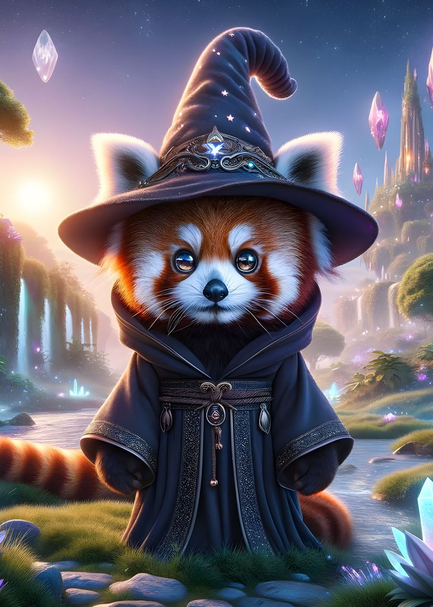 'Red Panda Wizard Magic' Poster, picture, metal print, paint by Jannick ...