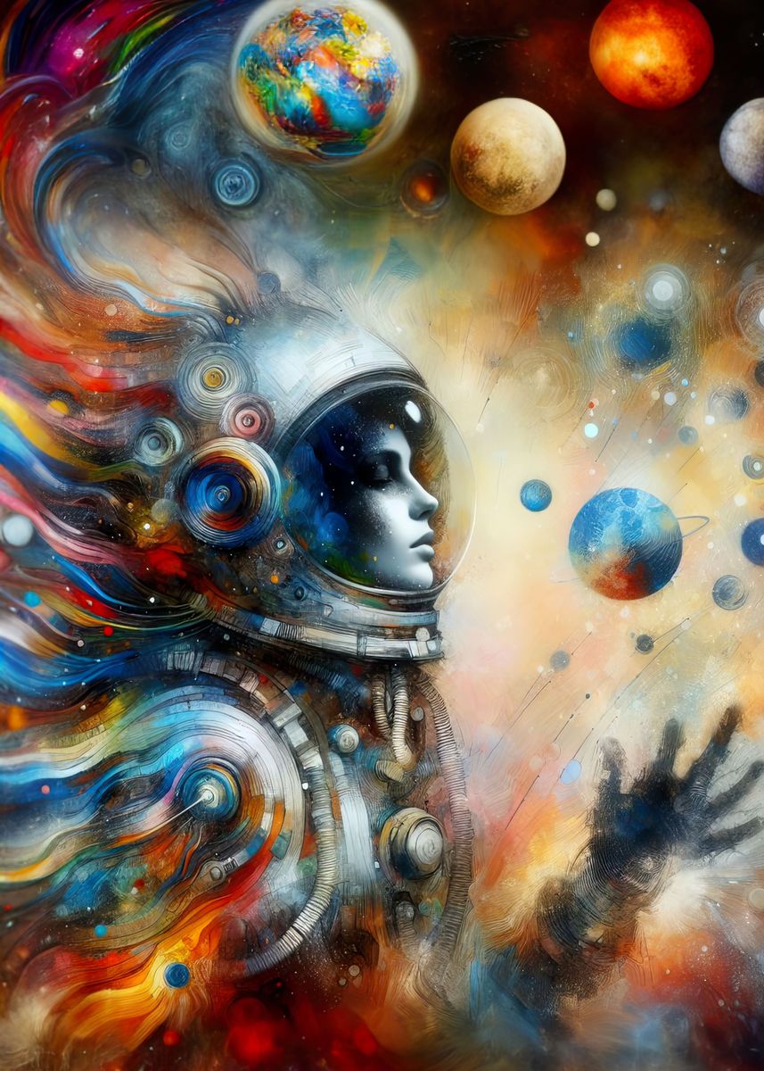 'Cosmic Spacewalk Odyssey' Poster, picture, metal print, paint by Haru ...