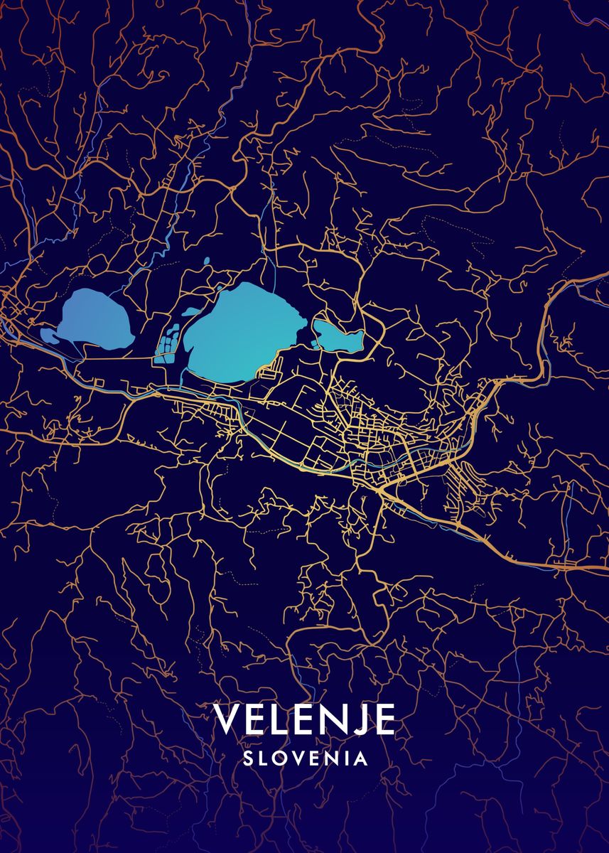 'Velenje map' Poster, picture, metal print, paint by Miracle Studio ...
