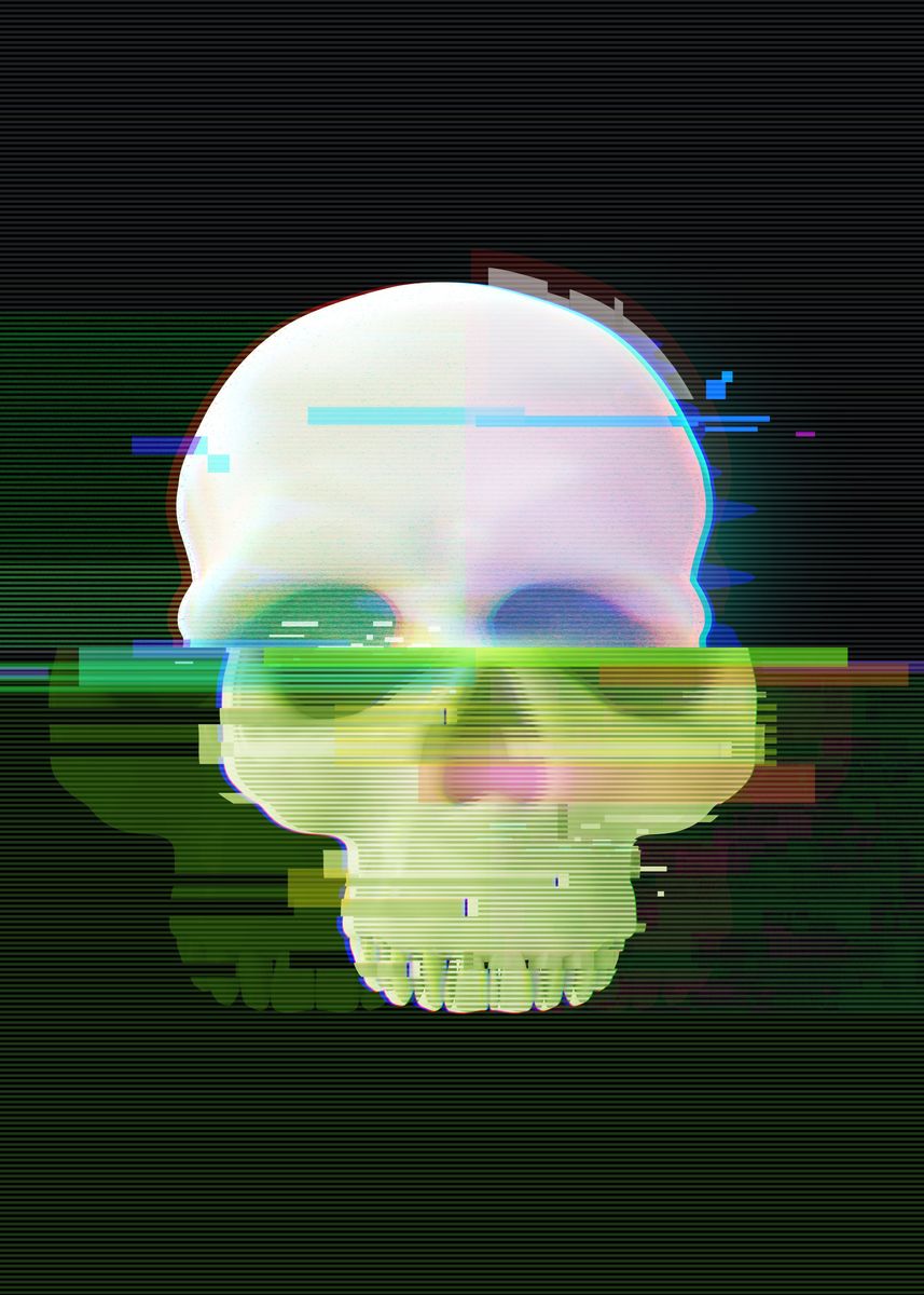'Glitch skull' Poster, picture, metal print, paint by cgterminal ART ...