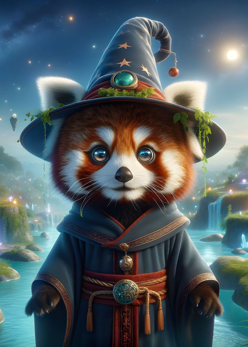 'Red Panda Sorcerer' Poster, picture, metal print, paint by Jannick ...