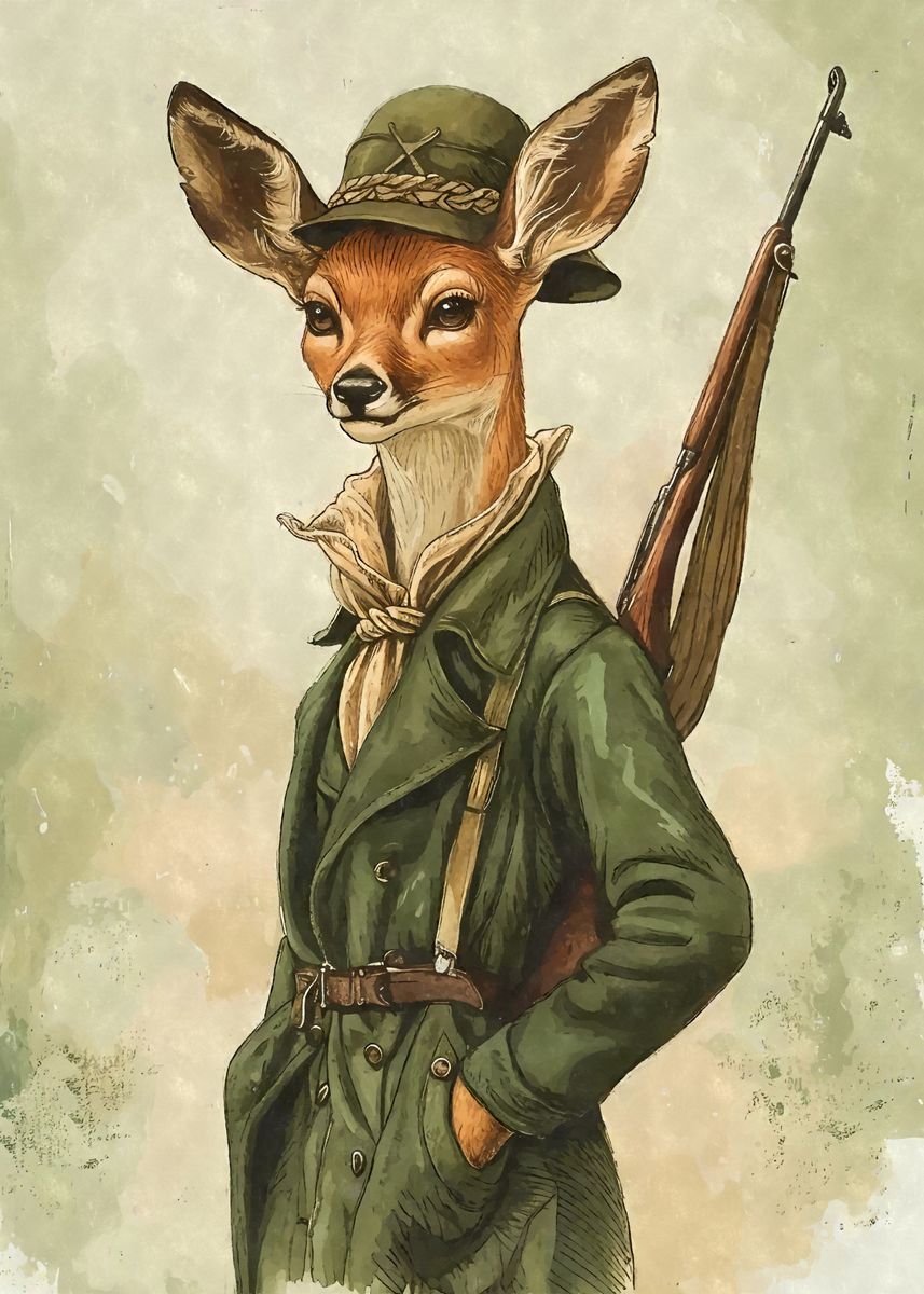'Deer Doe as Hunter' Poster, picture, metal print, paint by Masaki ...