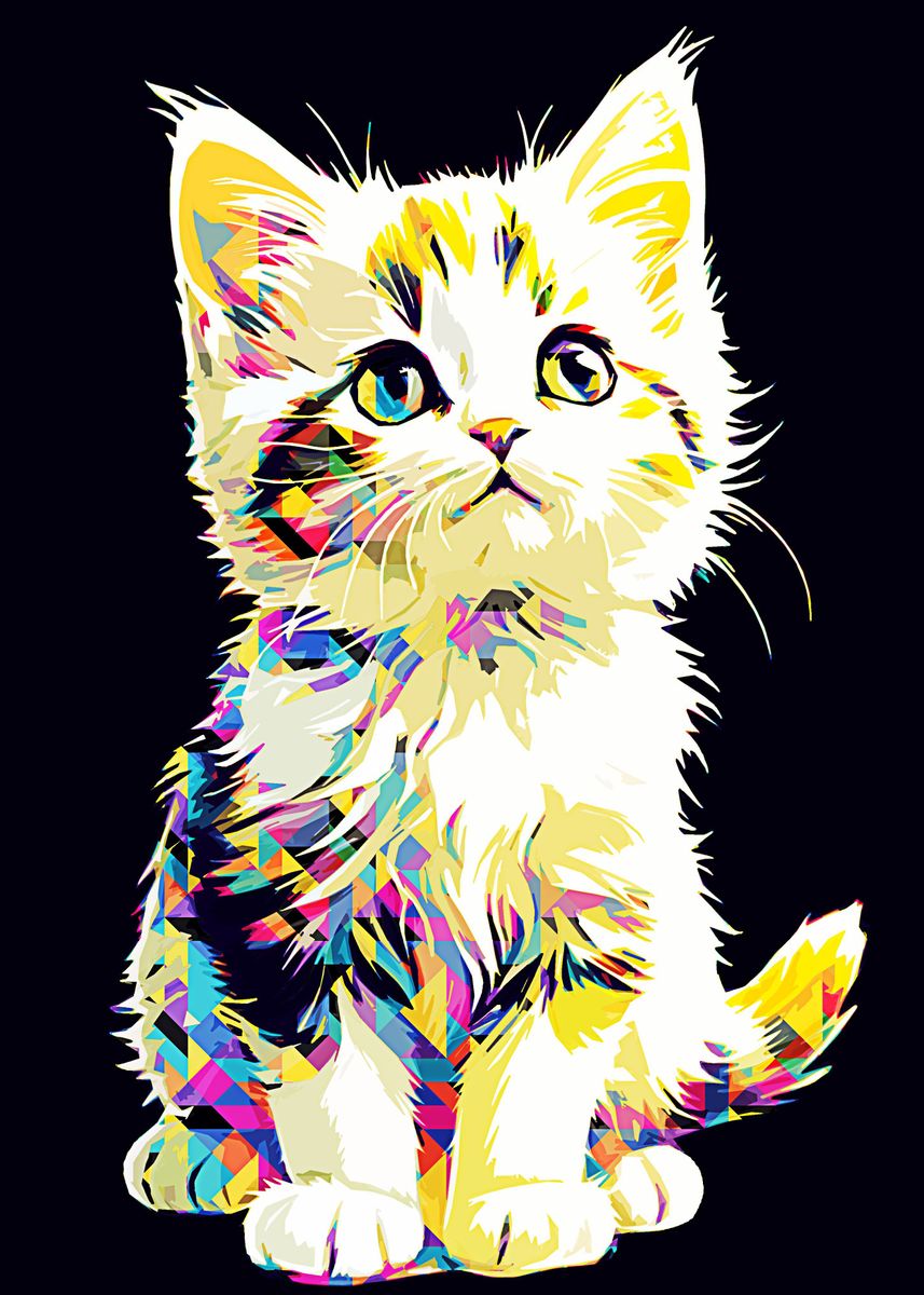 'Kitten pop art ' Poster, picture, metal print, paint by Fachrul Abqary ...
