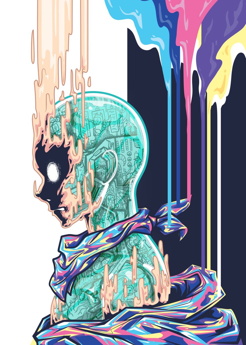 'Drip Up' Poster, picture, metal print, paint by Jades | Displate