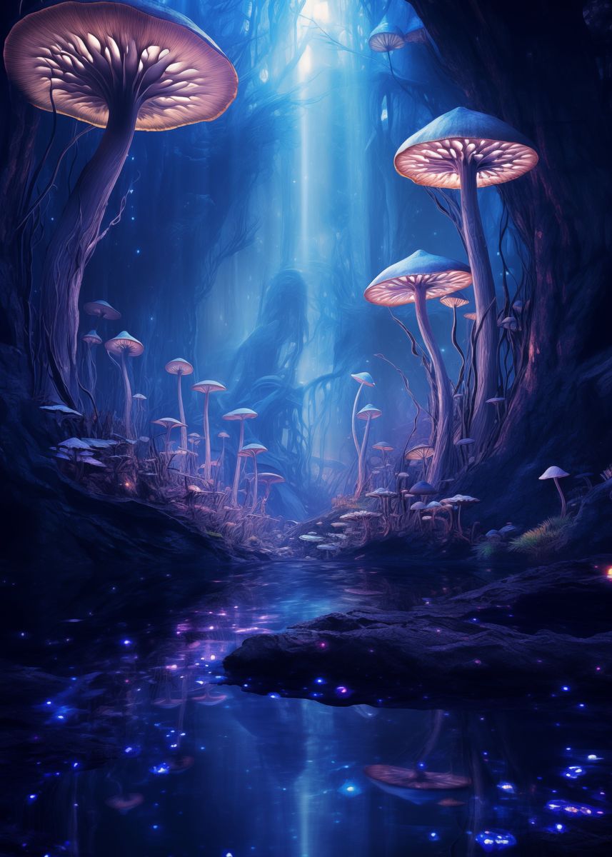 'Forest of magic mushrooms' Poster, picture, metal print, paint by Yuki ...