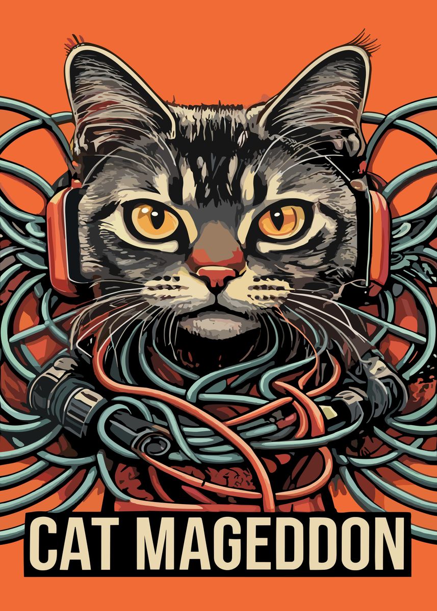 'Gaming Cat Mageddon ' Poster, picture, metal print, paint by Fahad ...