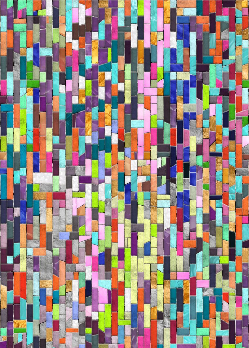 'Geometric Abstract Mosaic ' Poster, picture, metal print, paint by ...