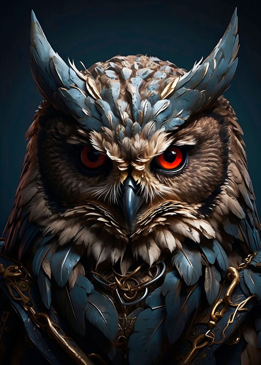 'angry owl king art poster' Poster, picture, metal print, paint by mk ...