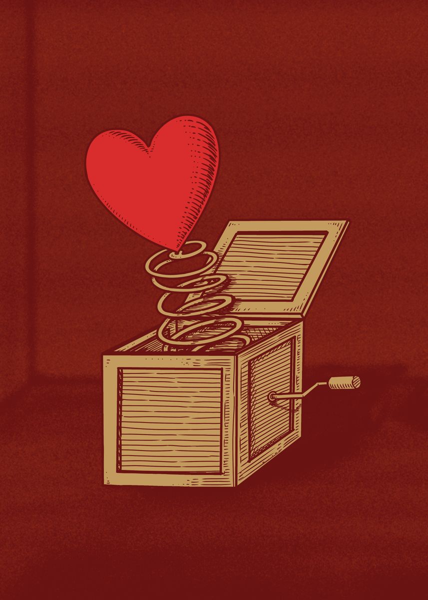 'Love in the Box Valentine ' Poster, picture, metal print, paint by ...