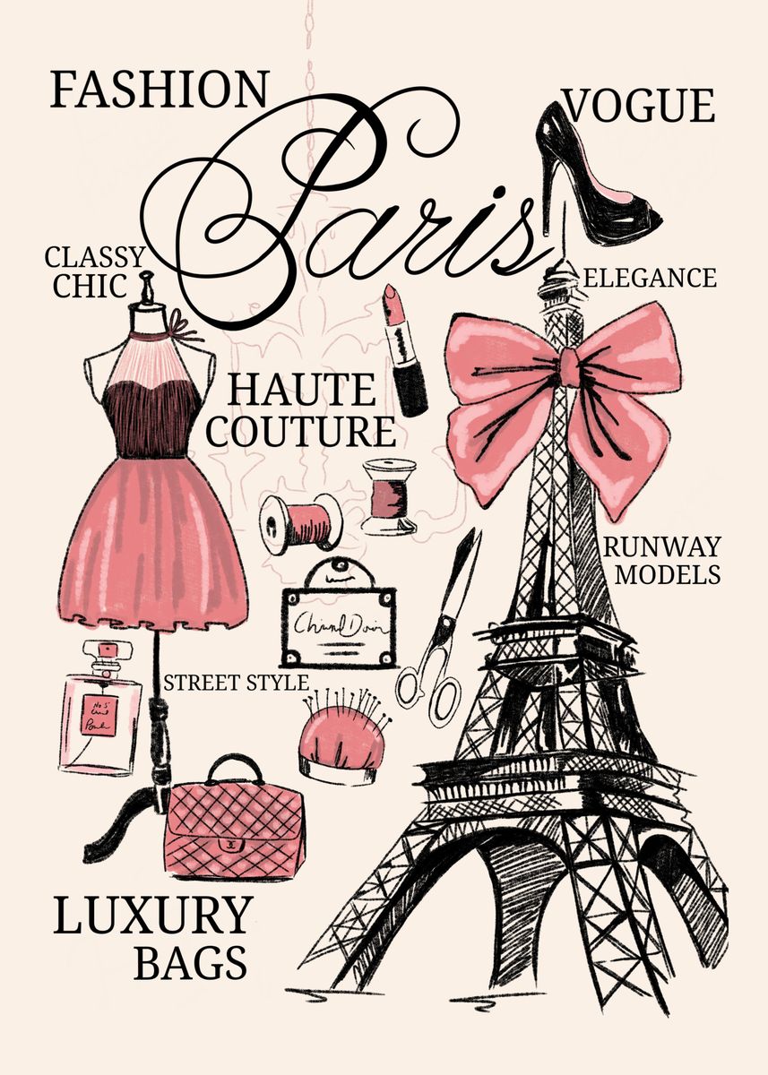 'Paris Fashion Collage' Poster, picture, metal print, paint by Anam ...