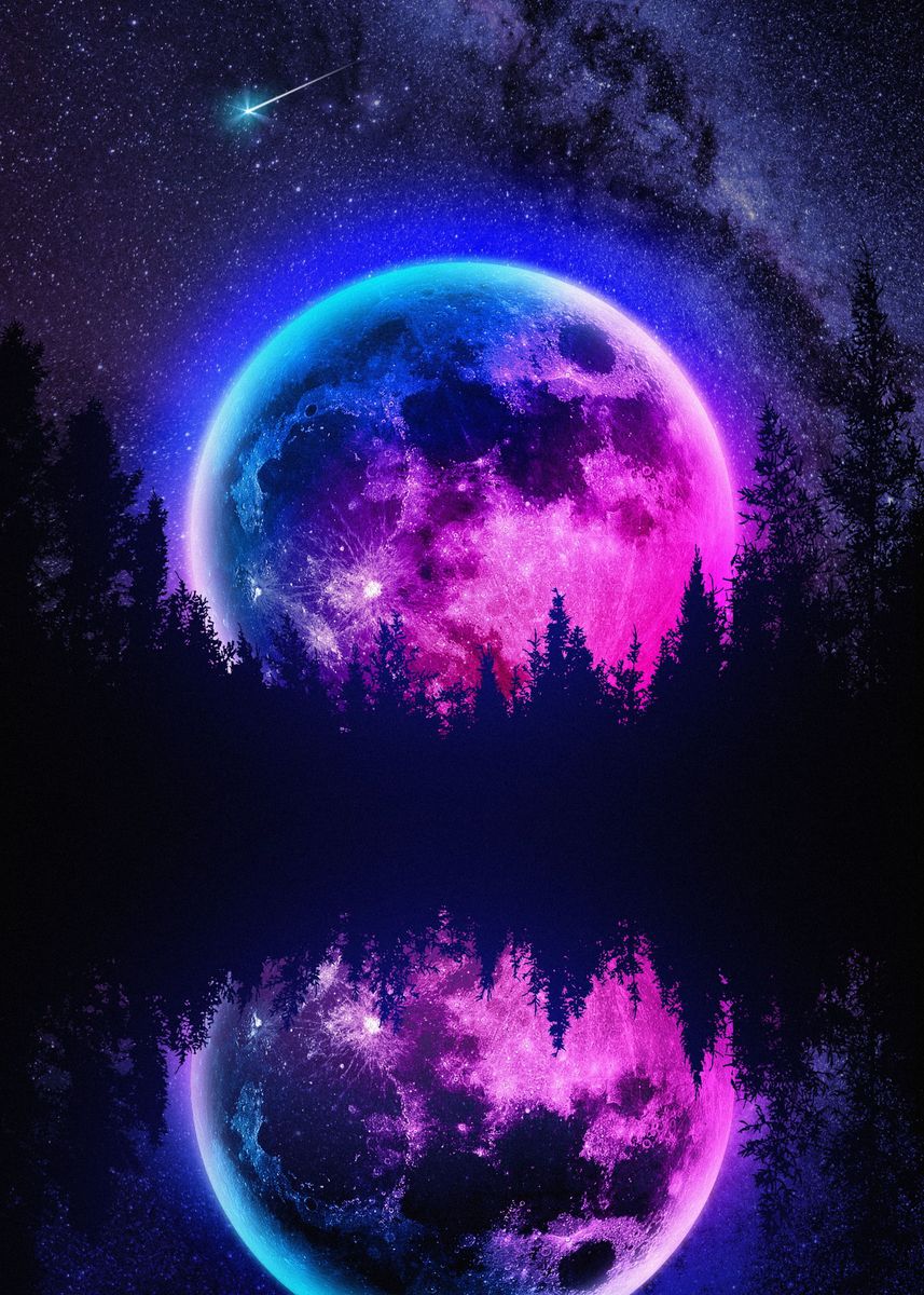 'Moon Illusion' Poster, picture, metal print, paint by Wibu Soft | Displate