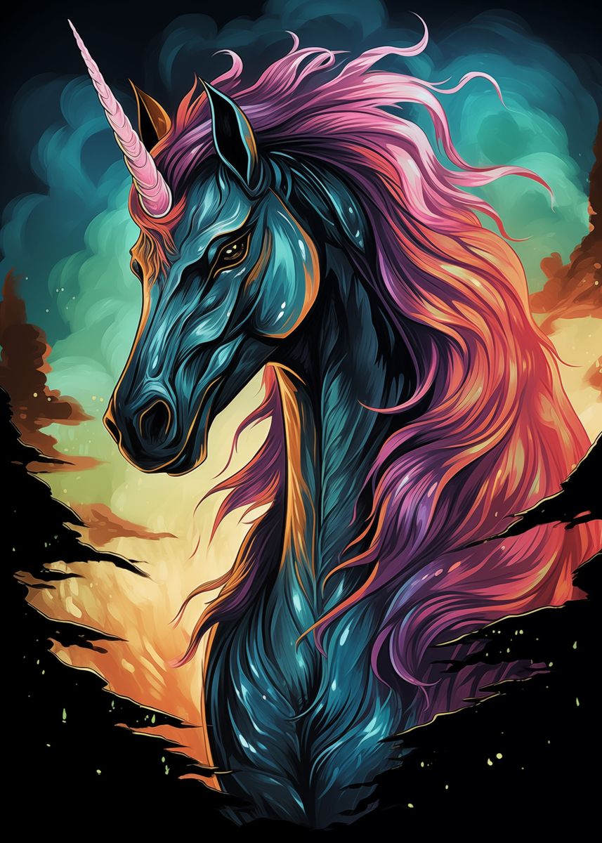 'Unicorn' Poster, picture, metal print, paint by Manaverse Murals ...