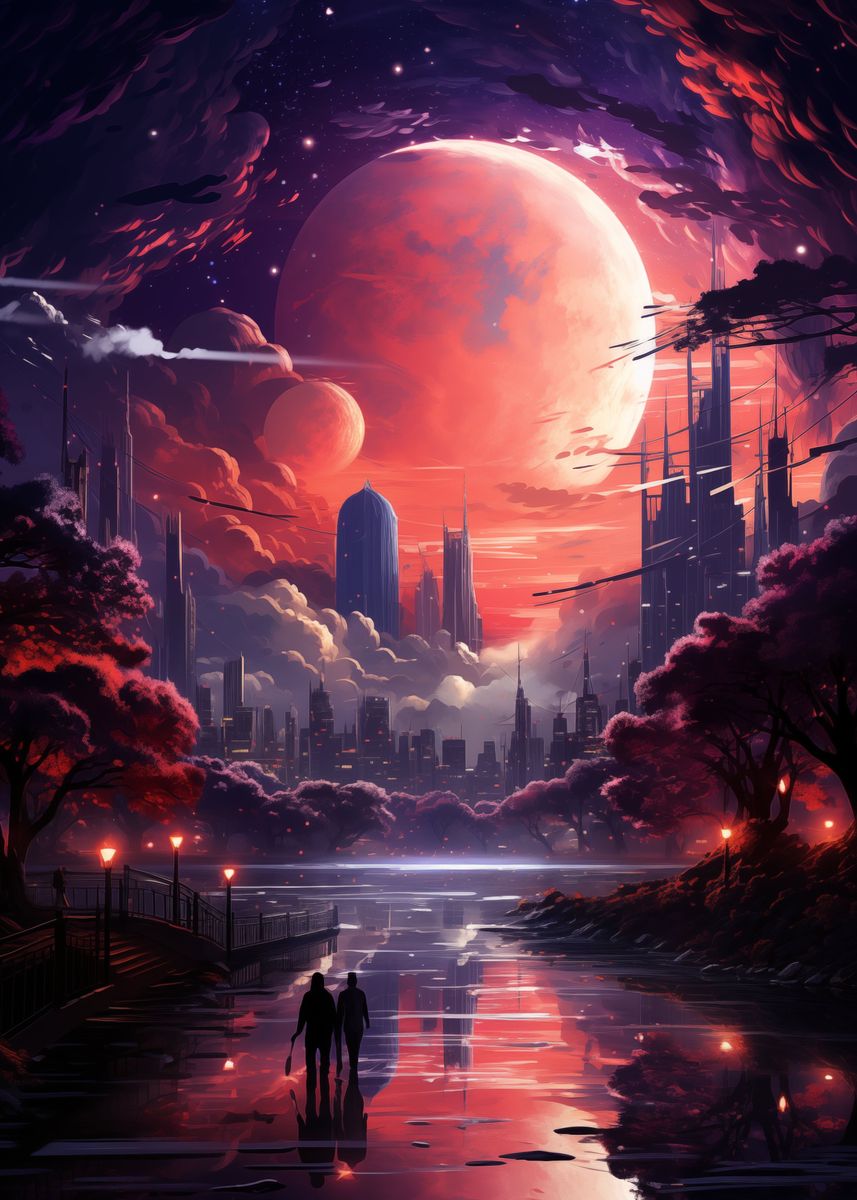 'Futuristic city' Poster, picture, metal print, paint by Yuki | Displate