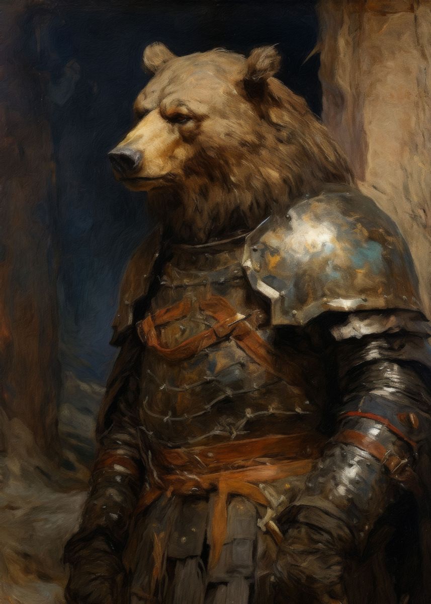 'Bear knight' Poster, picture, metal print, paint by goljakoff | Displate