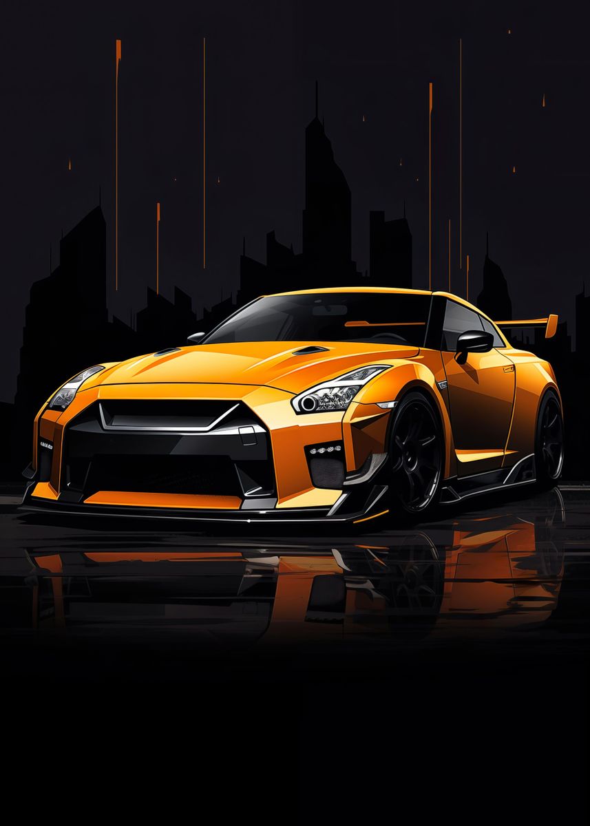 'Nissan GTR R35 car' Poster, picture, metal print, paint by Roman ...