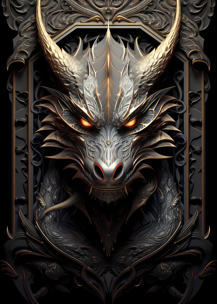 'Epic Fantasy Dragon Poster' Poster, picture, metal print, paint by ...