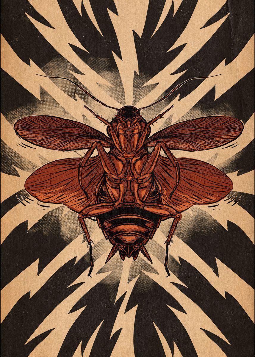 'Flying Roach' Poster, picture, metal print, paint by Puding Vektor ...