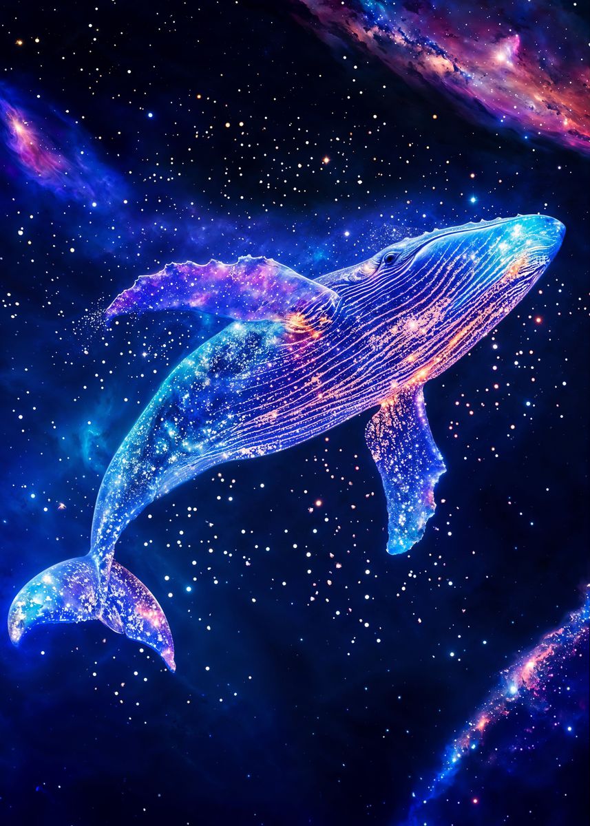 'Interstellar Nebula Whale' Poster, picture, metal print, paint by ...