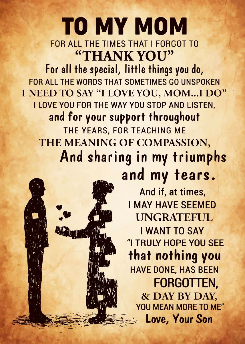 'To My Mom Gift For Mom ' Poster, picture, metal print, paint by Nice ...