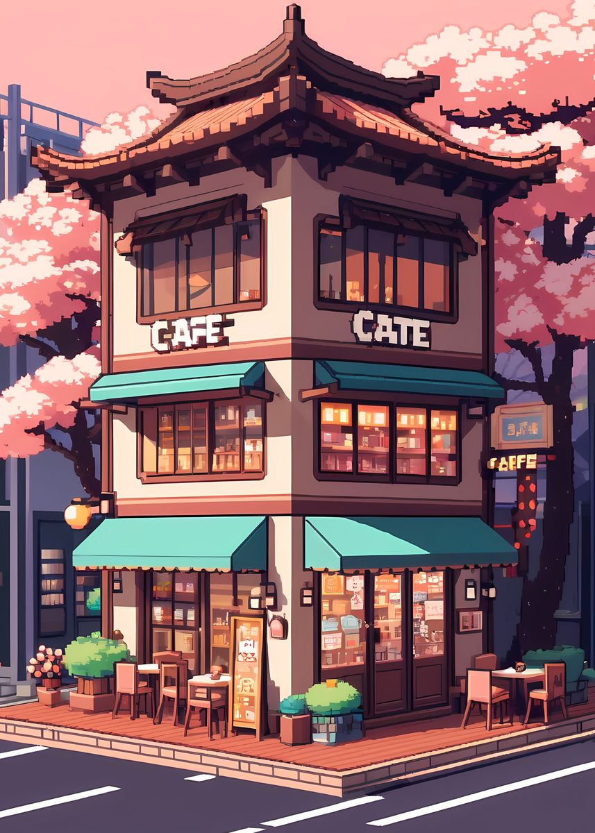 'pixel caf part 04' Poster, picture, metal print, paint by Jauhari Picture Graphics | Displate