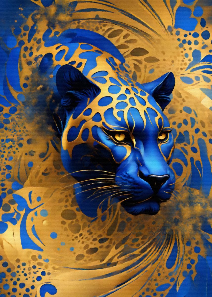 'Blue Panther Abstract' Poster, picture, metal print, paint by ...