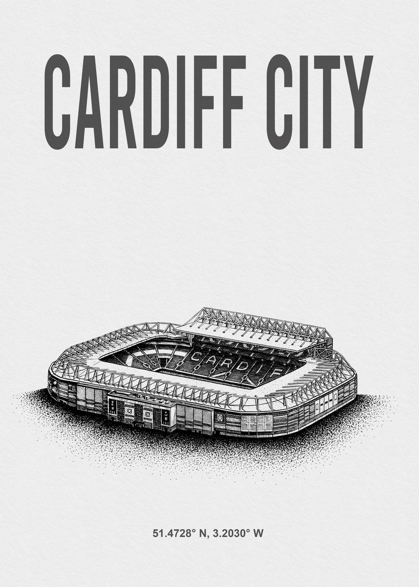 'Cardiff City Stadium' Poster, picture, metal print, paint by kun bin ...