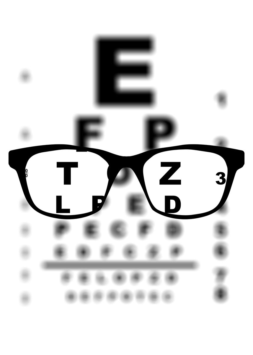 'New glasses eye test chart' Poster, picture, metal print, paint by ...