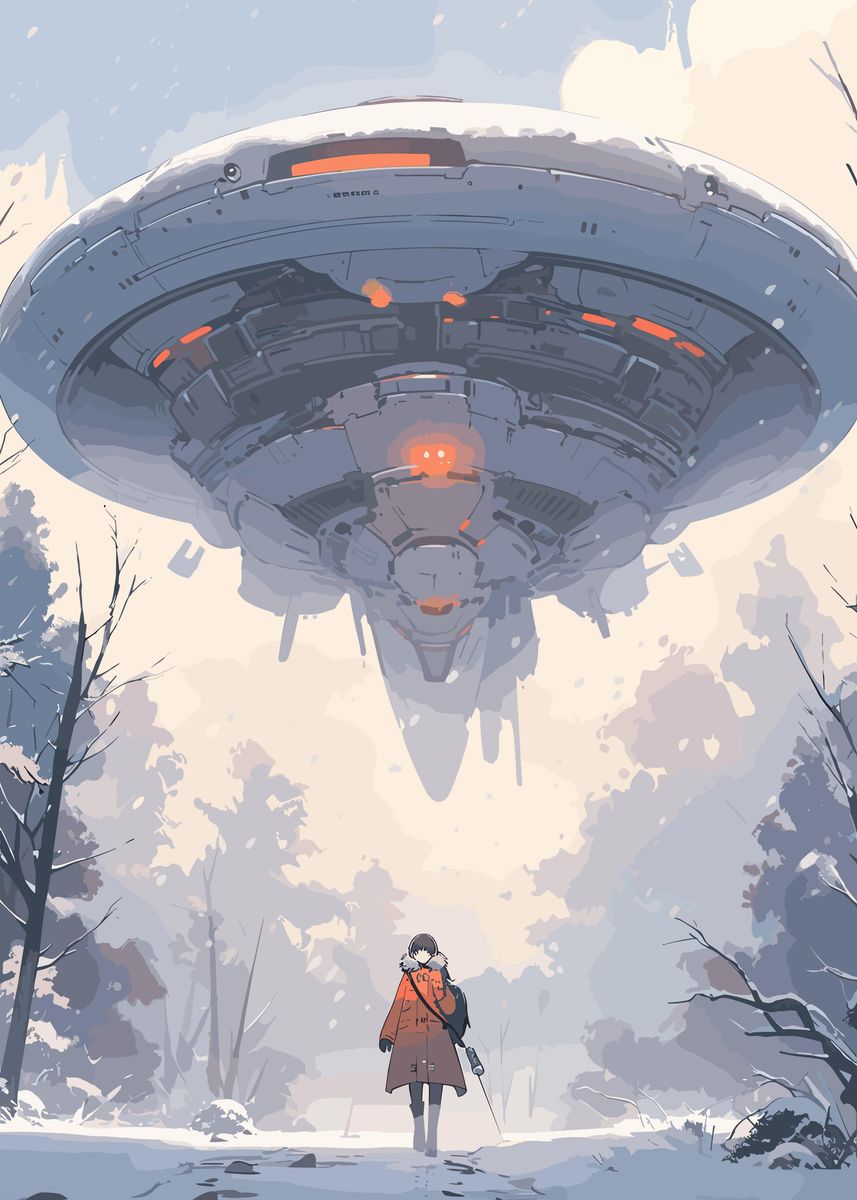 'Snowy Alien Fantasy Ship' Poster, picture, metal print, paint by ...