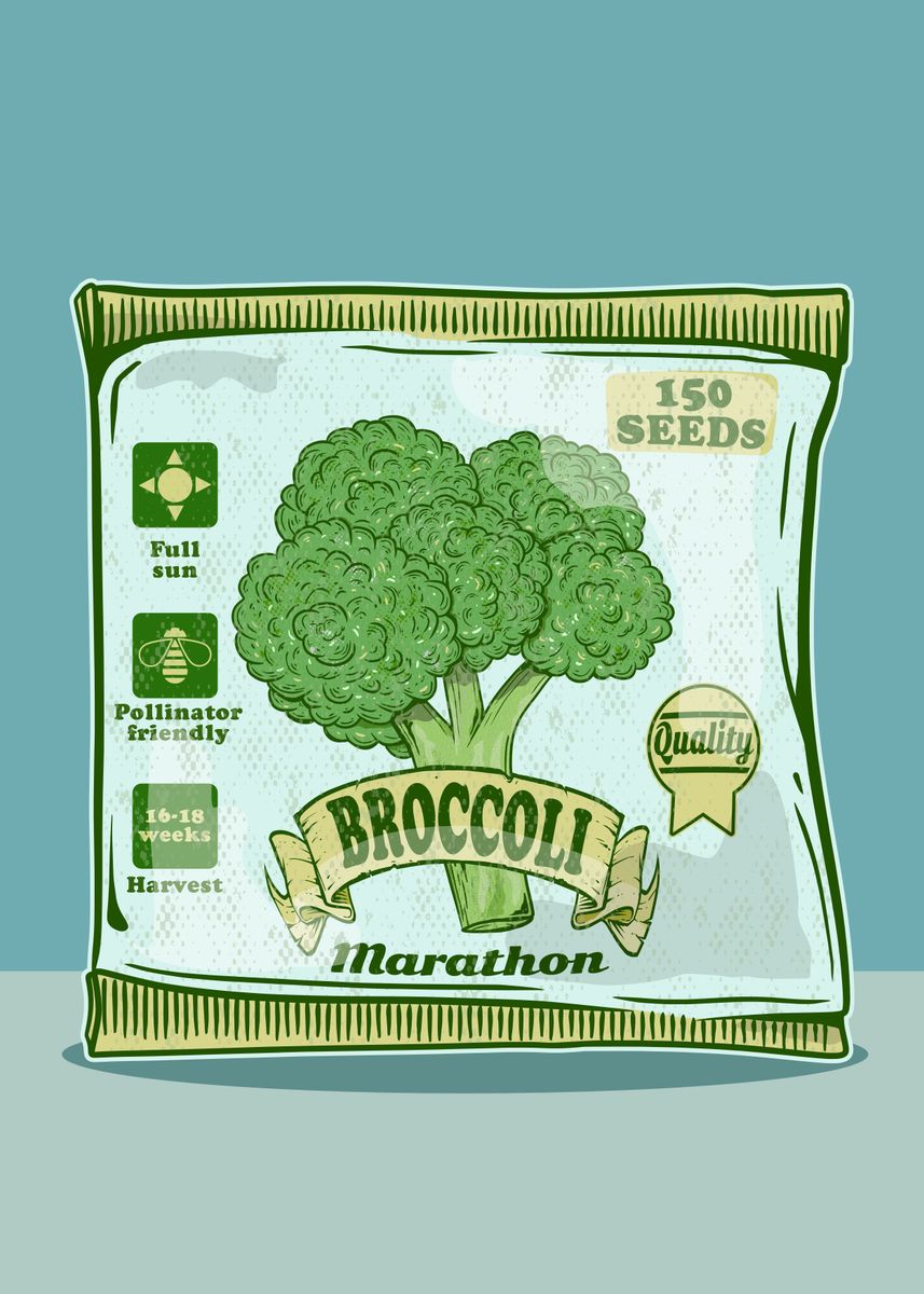 'Broccoli Seeds packet' Poster, picture, metal print, paint by mailbox ...