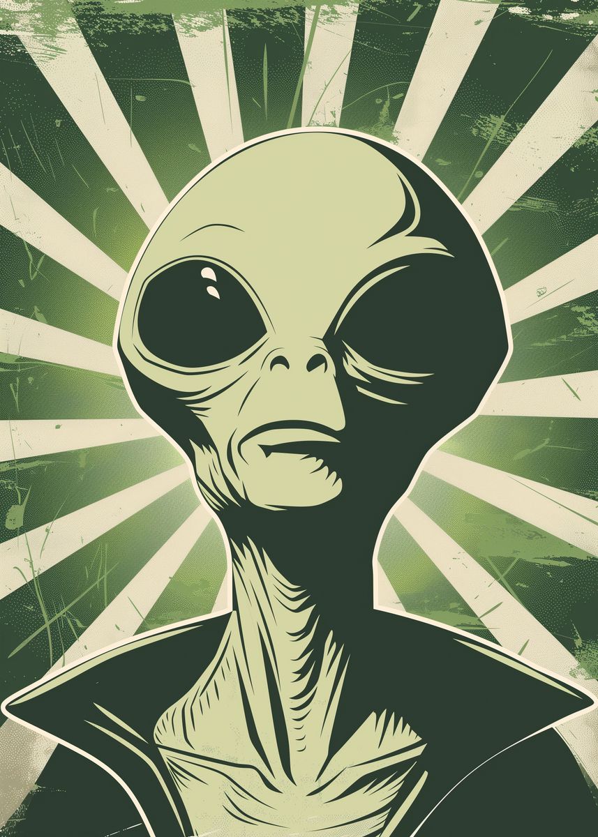 'Retro Chic Alien' Poster, picture, metal print, paint by HarmonicArt ...