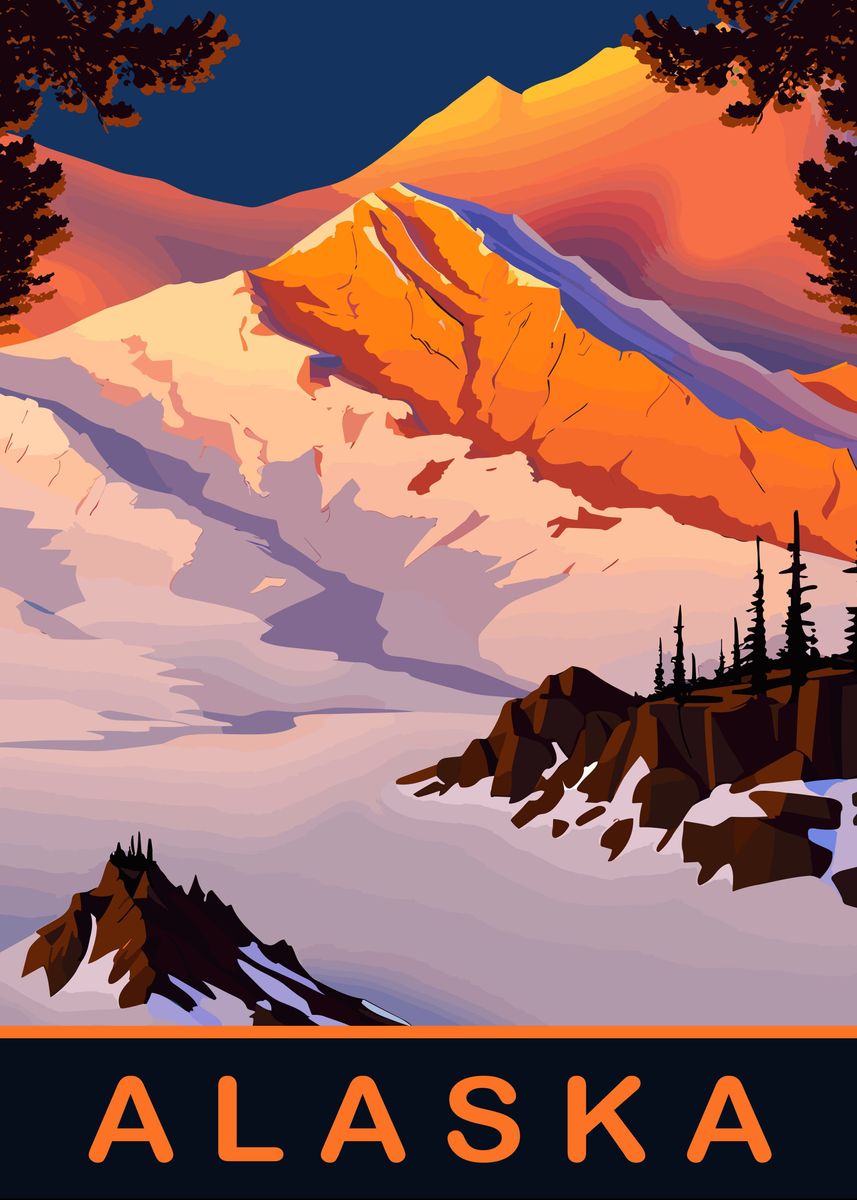 'Mountain Range in Alaska' Poster, picture, metal print, paint by Long ...