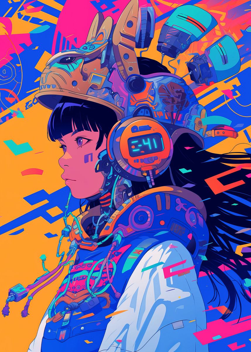 'Cyberpunk Popart Anime' Poster, picture, metal print, paint by Adam ...