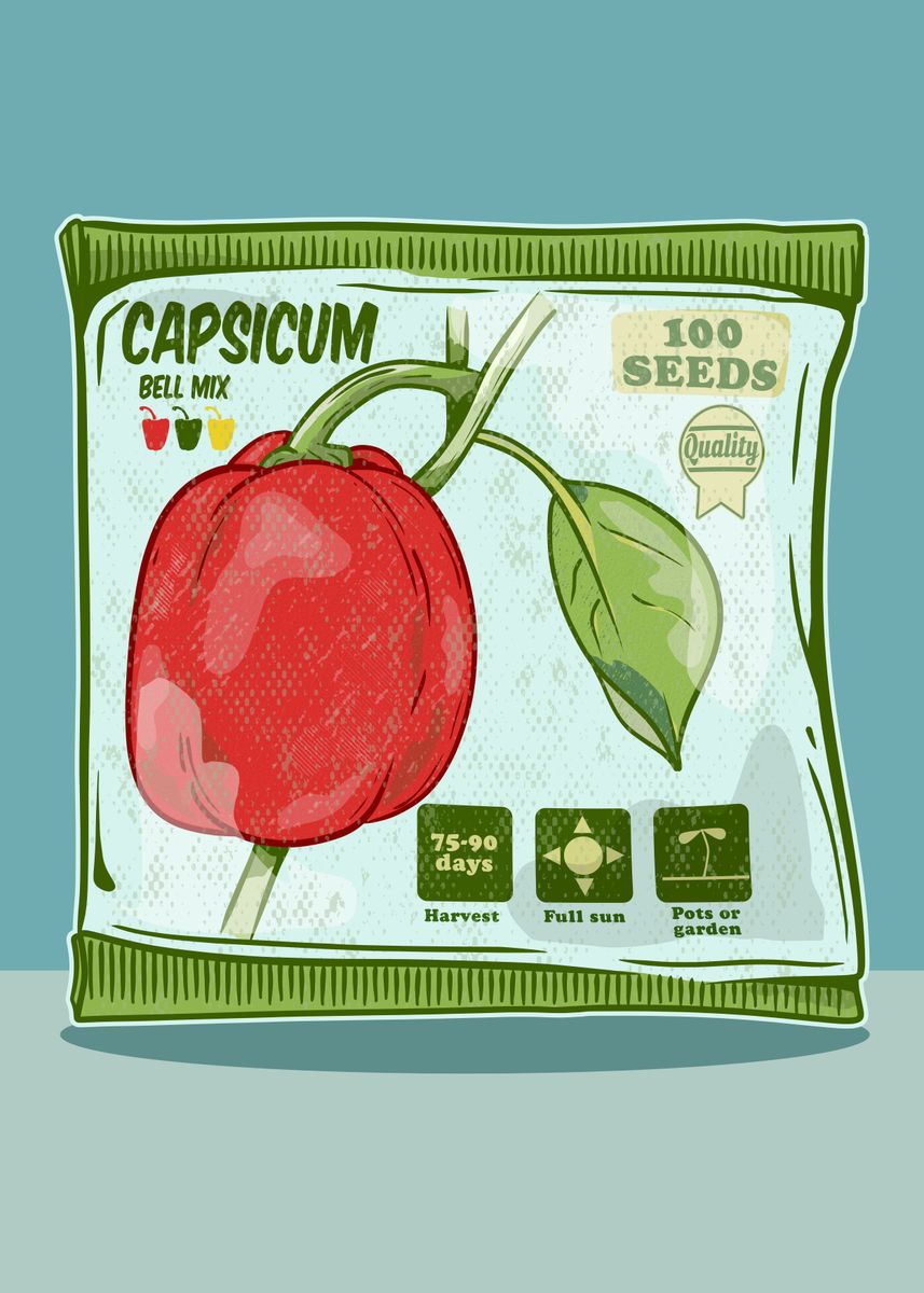 'Capsicum seeds packet' Poster, picture, metal print, paint by mailbox ...