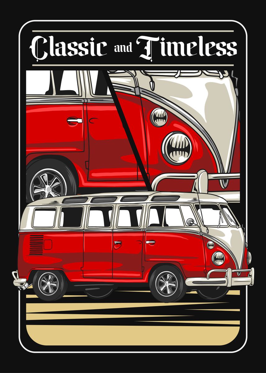 'Classic Hipy Mini Bus' Poster, picture, metal print, paint by Berkah ...