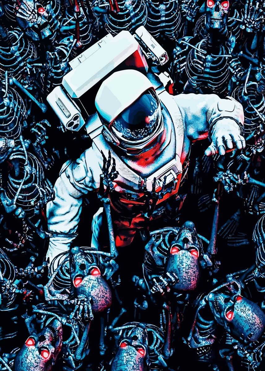 'Astro skull' Poster, picture, metal print, paint by AM88 art | Displate