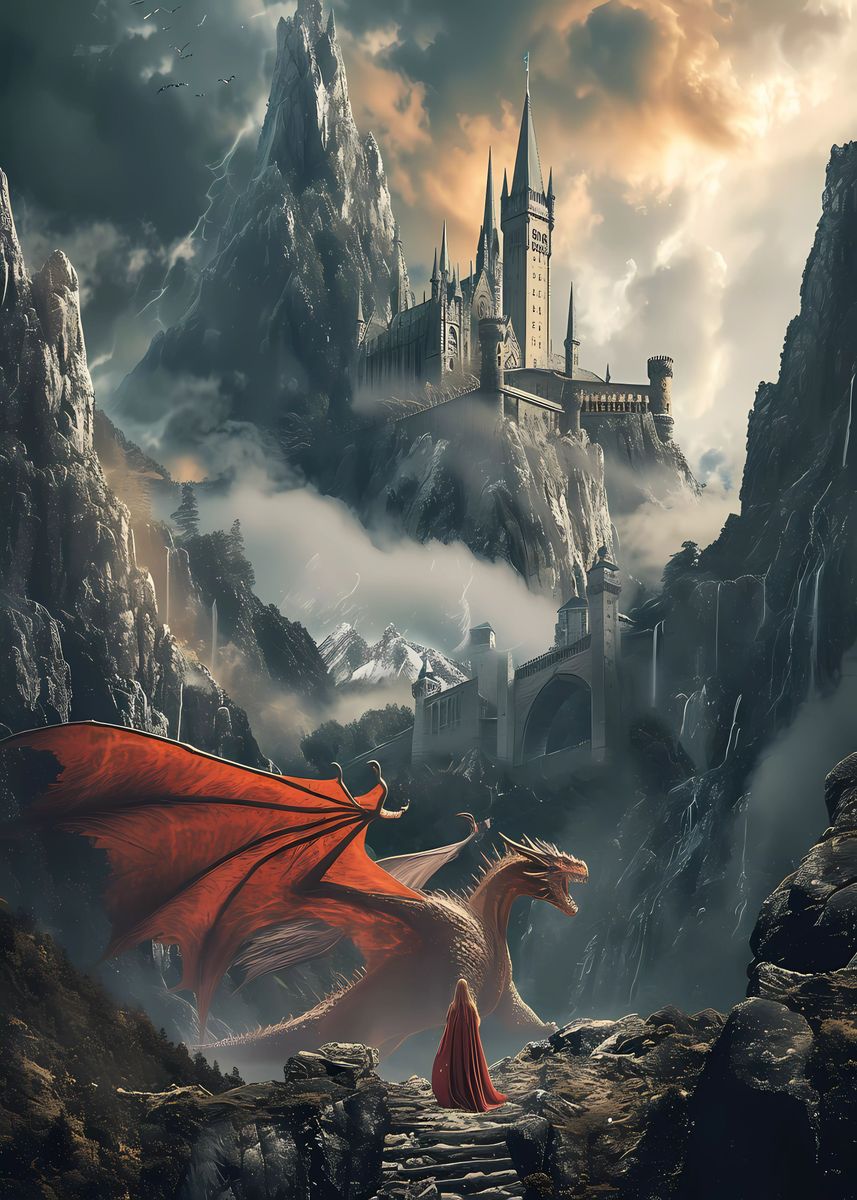 'Middle Age Castle Dragon' Poster, picture, metal print, paint by Hexor ...
