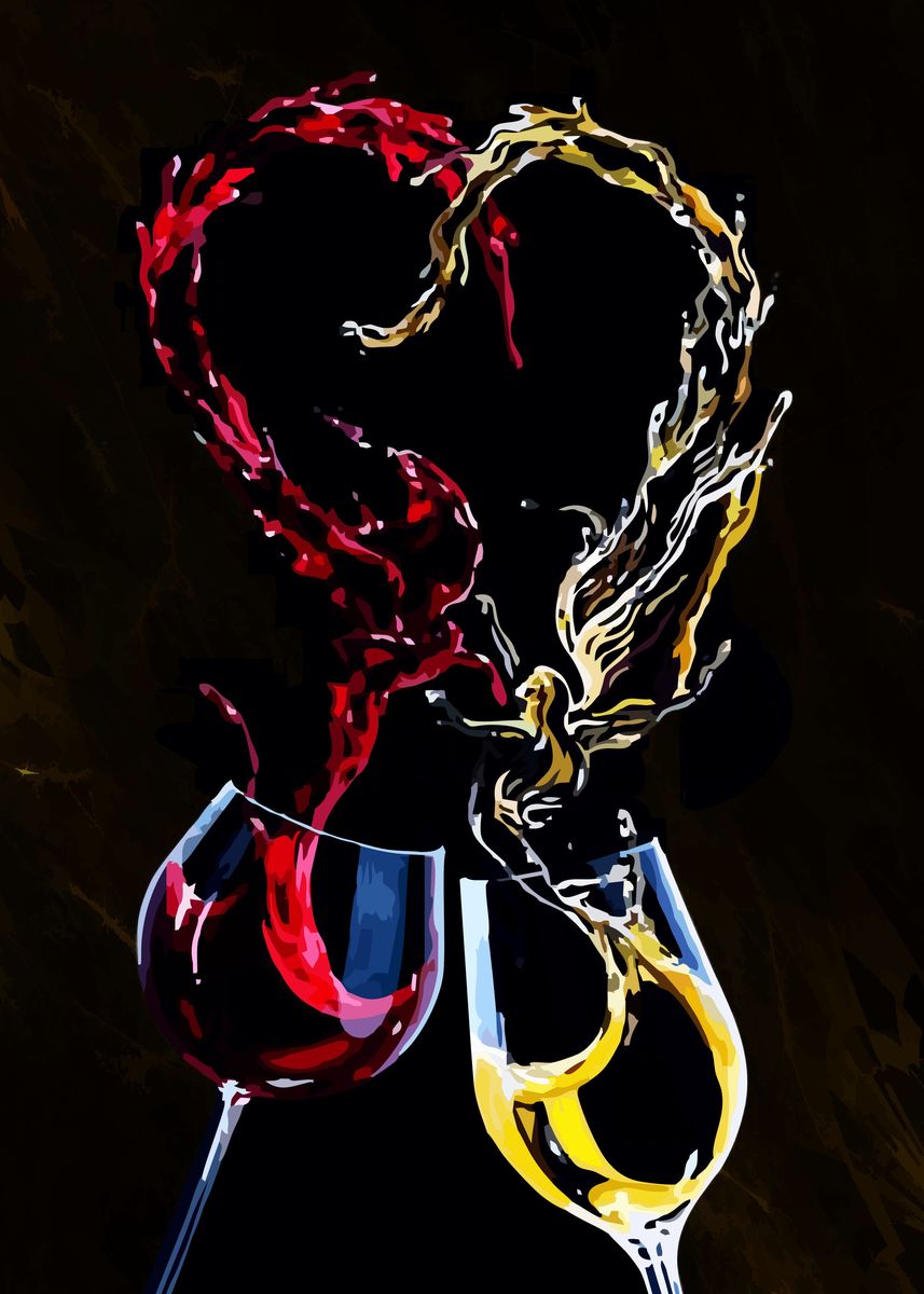 'Red love Yellow Cheers' Poster, picture, metal print, paint by ...