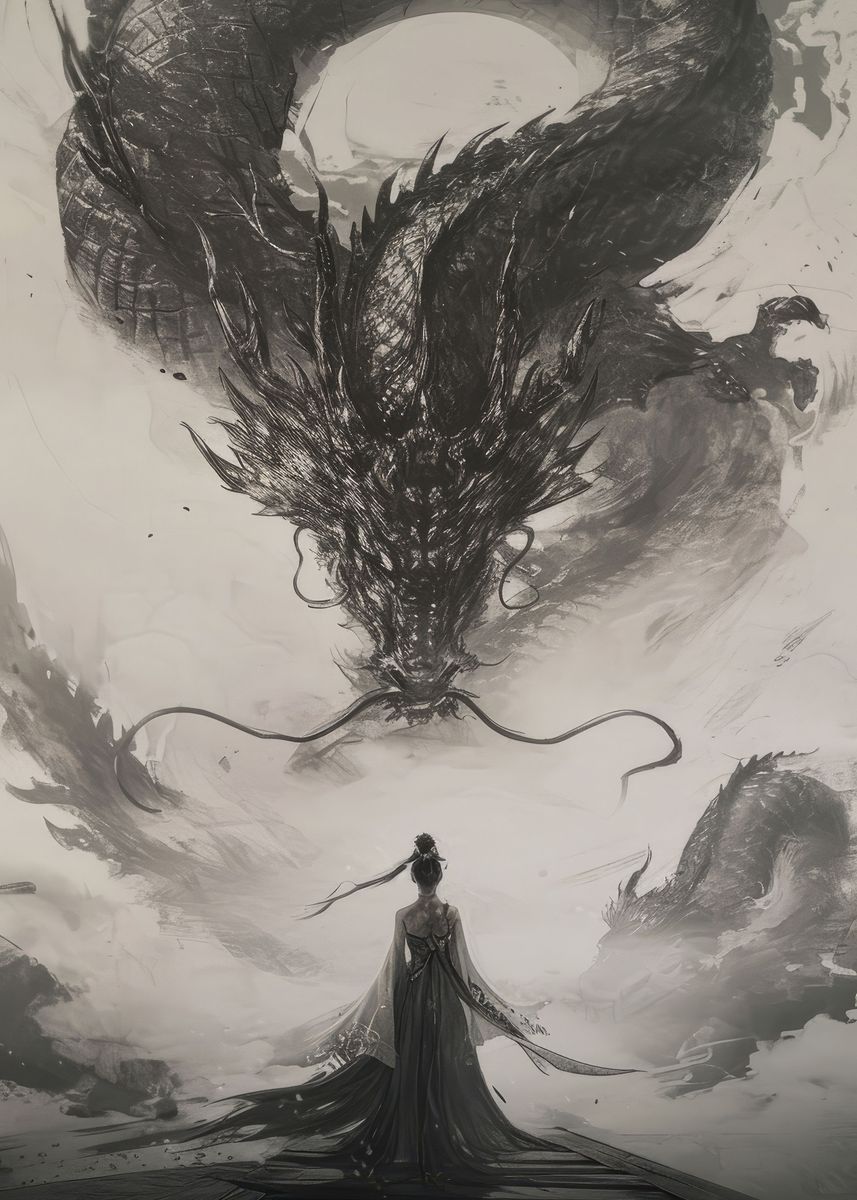 'Chinese Dragon Princess' Poster, picture, metal print, paint by ...