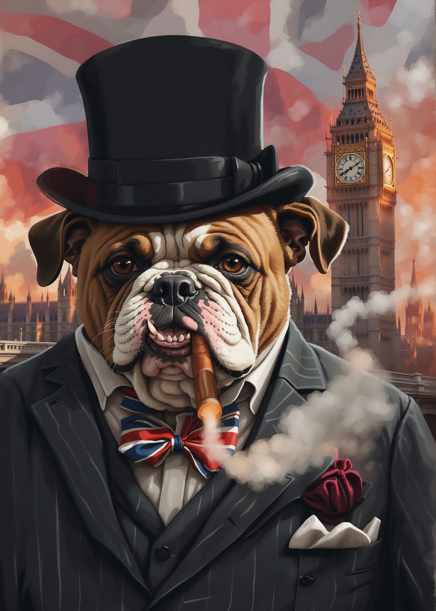 'London Churchill Bulldog 2' Poster, picture, metal print, paint by ...
