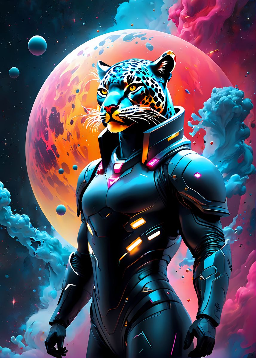 'Cosmic Space Jaguar' Poster, picture, metal print, paint by Surreal ...