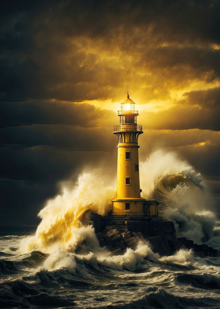 'Sundown Beacon Storm' Poster, picture, metal print, paint by Markus ...