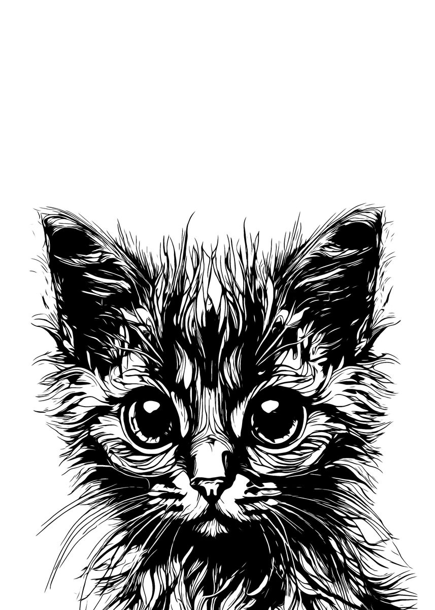 'Inky Whiskers' Poster, picture, metal print, paint by ANDRE MCKAY | Displate